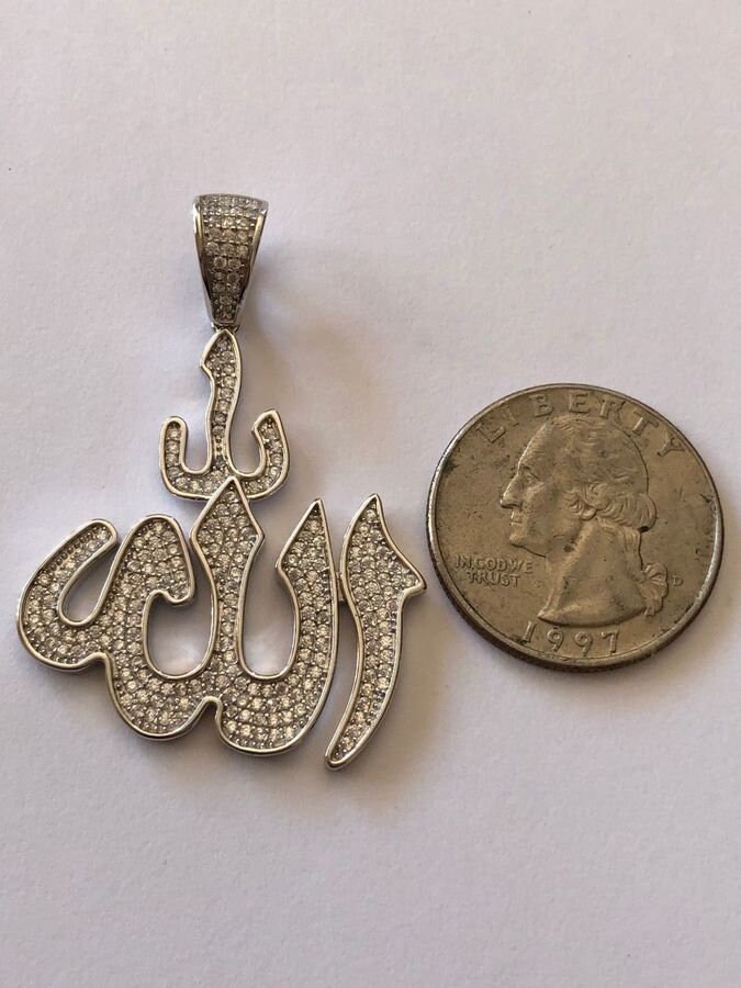 Iced Out Allah Pendant: Sterling Silver Islamic Symbol - Etsy