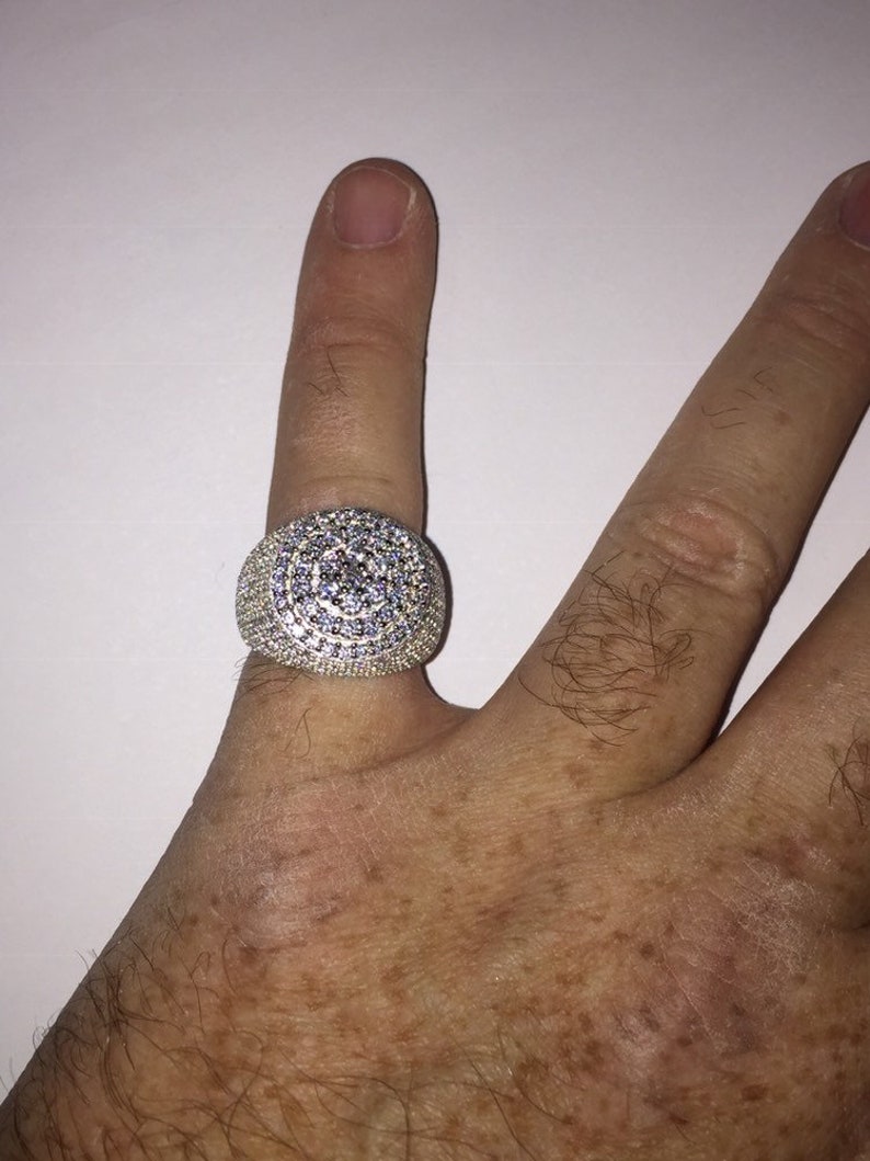 Super Iced Out Men's Custom Round Pinky Ring Simulated | Etsy