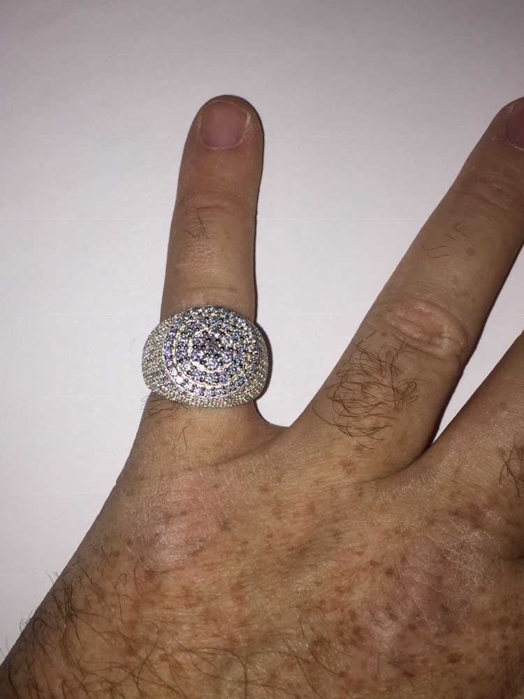 Super Iced Out Men's Custom Round Pinky Ring Simulated | Etsy