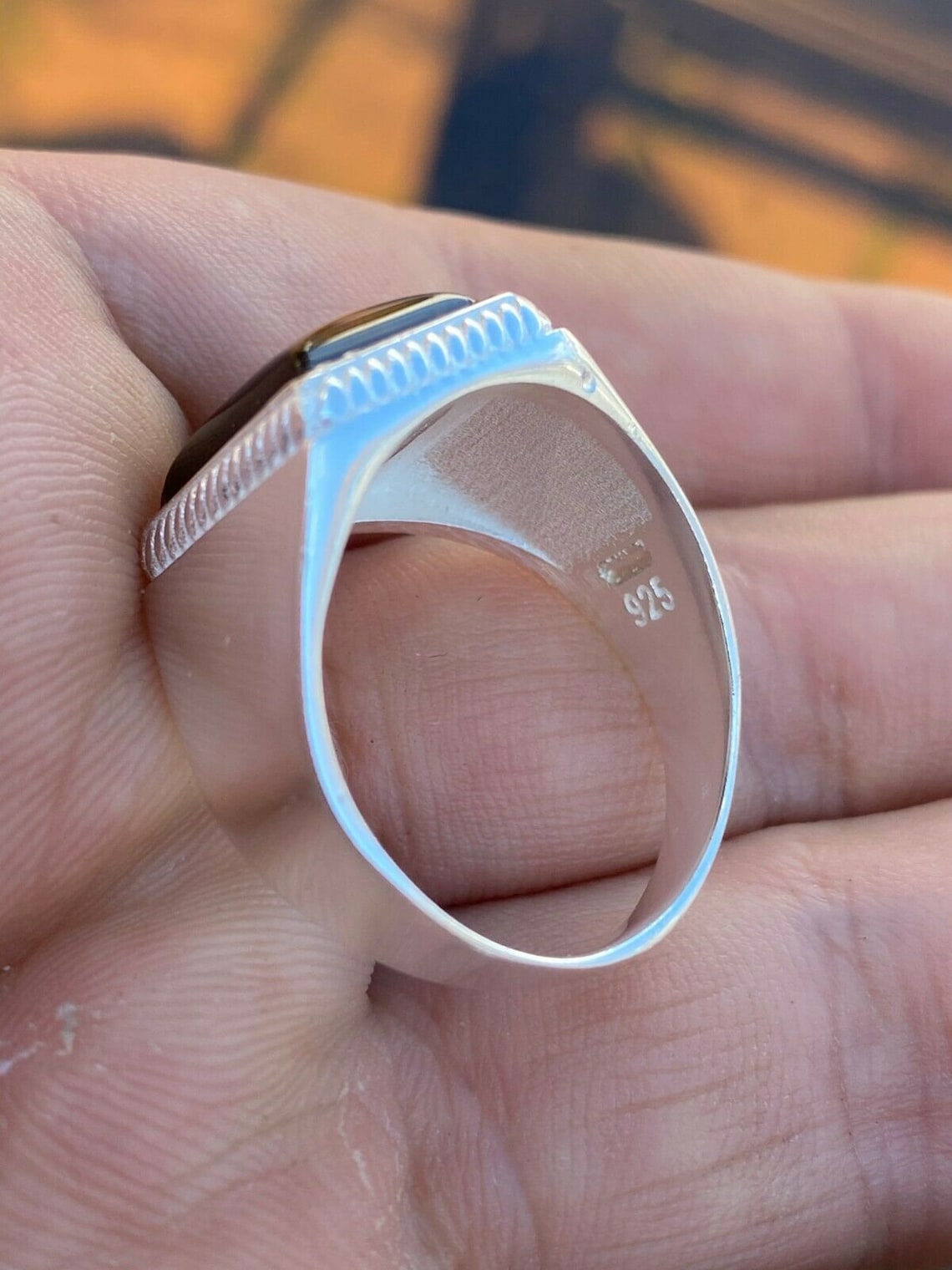 Men's Real Solid 925 Sterling Silver Rectangular | Etsy