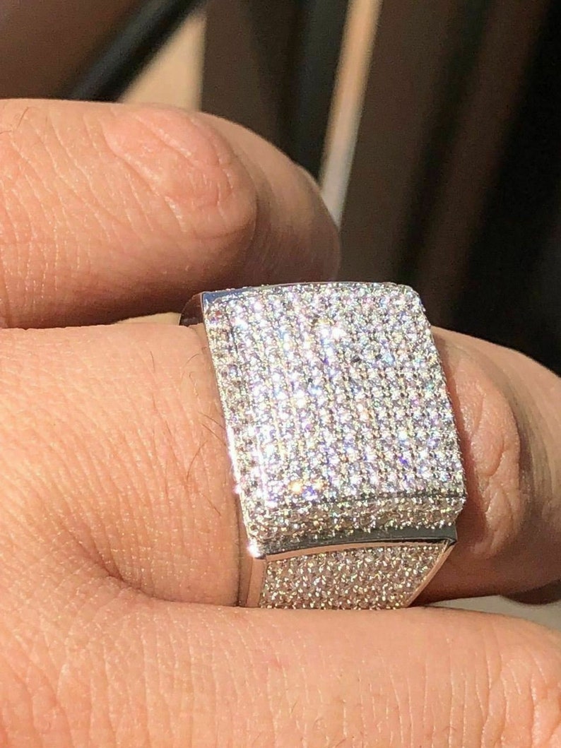 Men's Iced Out Moissanite Square Hip Hop Rapper Pinky Ring - Etsy