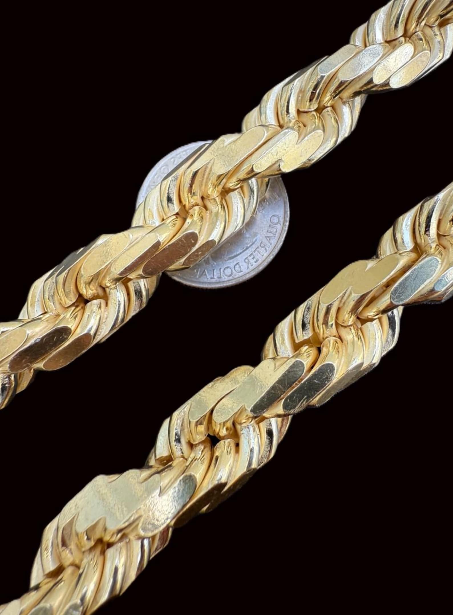 Heavy 14k Gold Vermeil Rope Chain, Sterling Silver Dookie Chain - Etsy