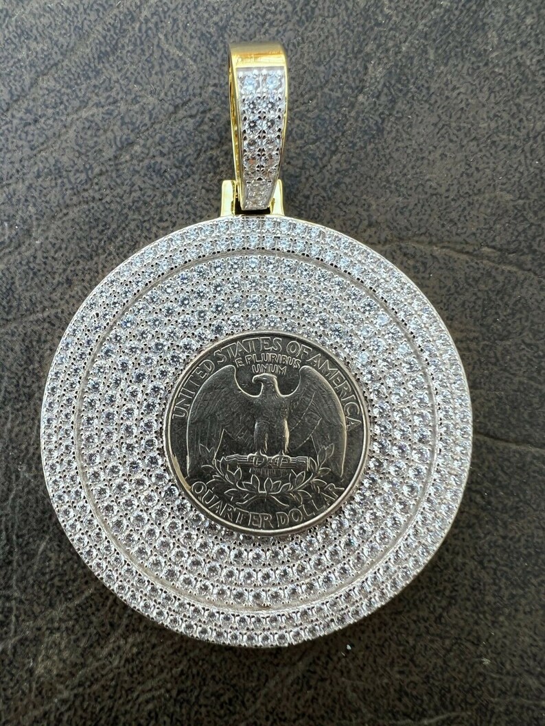 Iced Out CZ Medallion Pendant: Large Round Sterling Silver Hip Hop ...