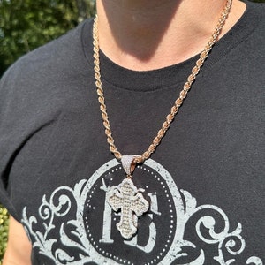 Iced Out Baguette Moissanite Gothic Cross Pendants (3 Sizes) Mens ...