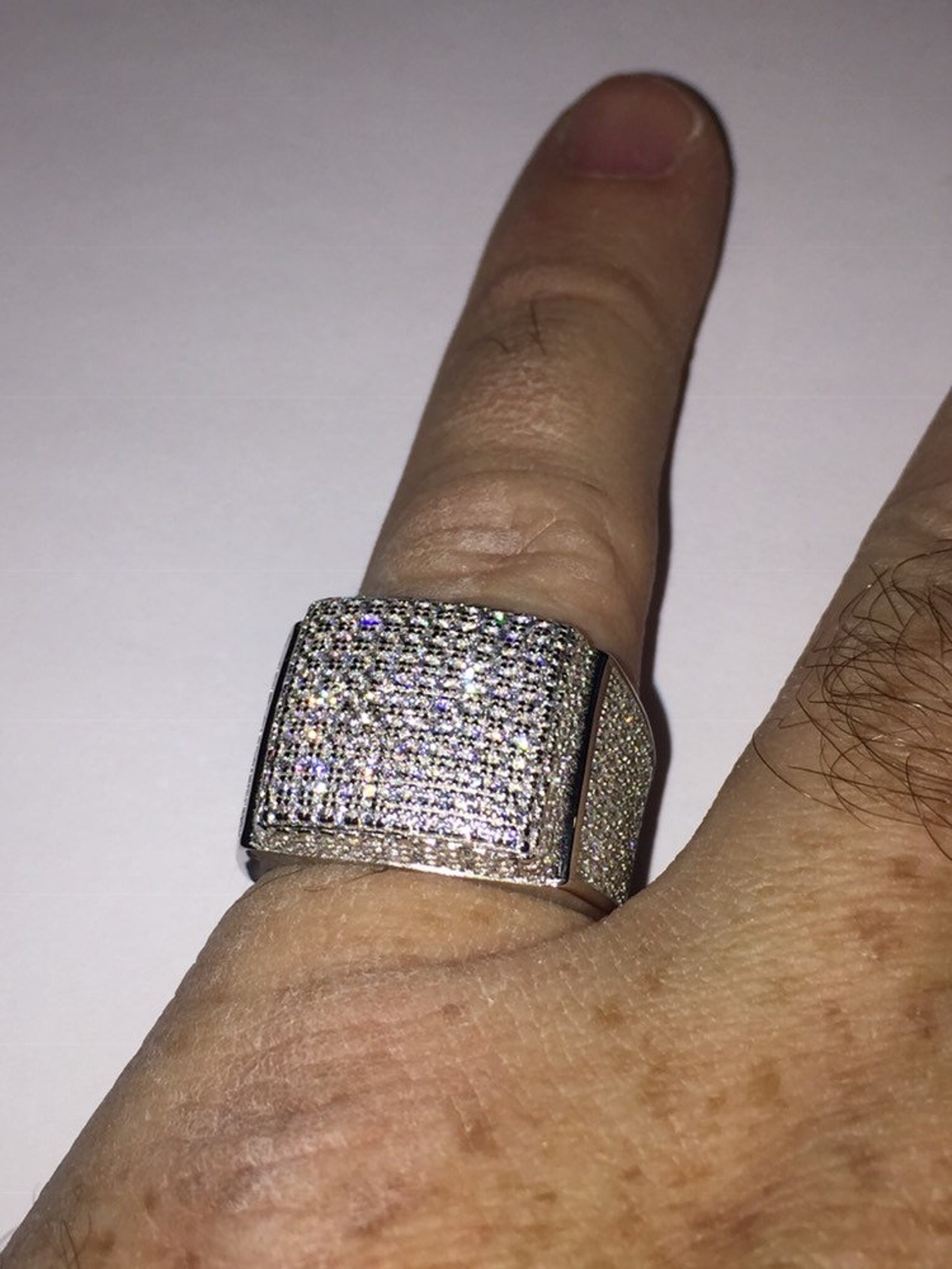 Super Iced Out Men's Custom Square Pinky Ring Simulated | Etsy