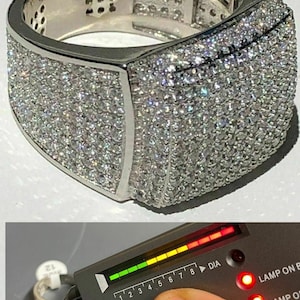 Men's Iced Out Moissanite Square Hip Hop Rapper Pinky Ring Solid 925 ...