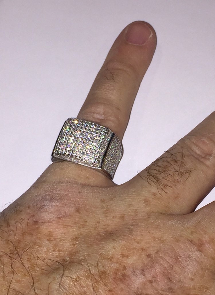 Super Iced Out Men's Custom Square Pinky Ring Simulated | Etsy