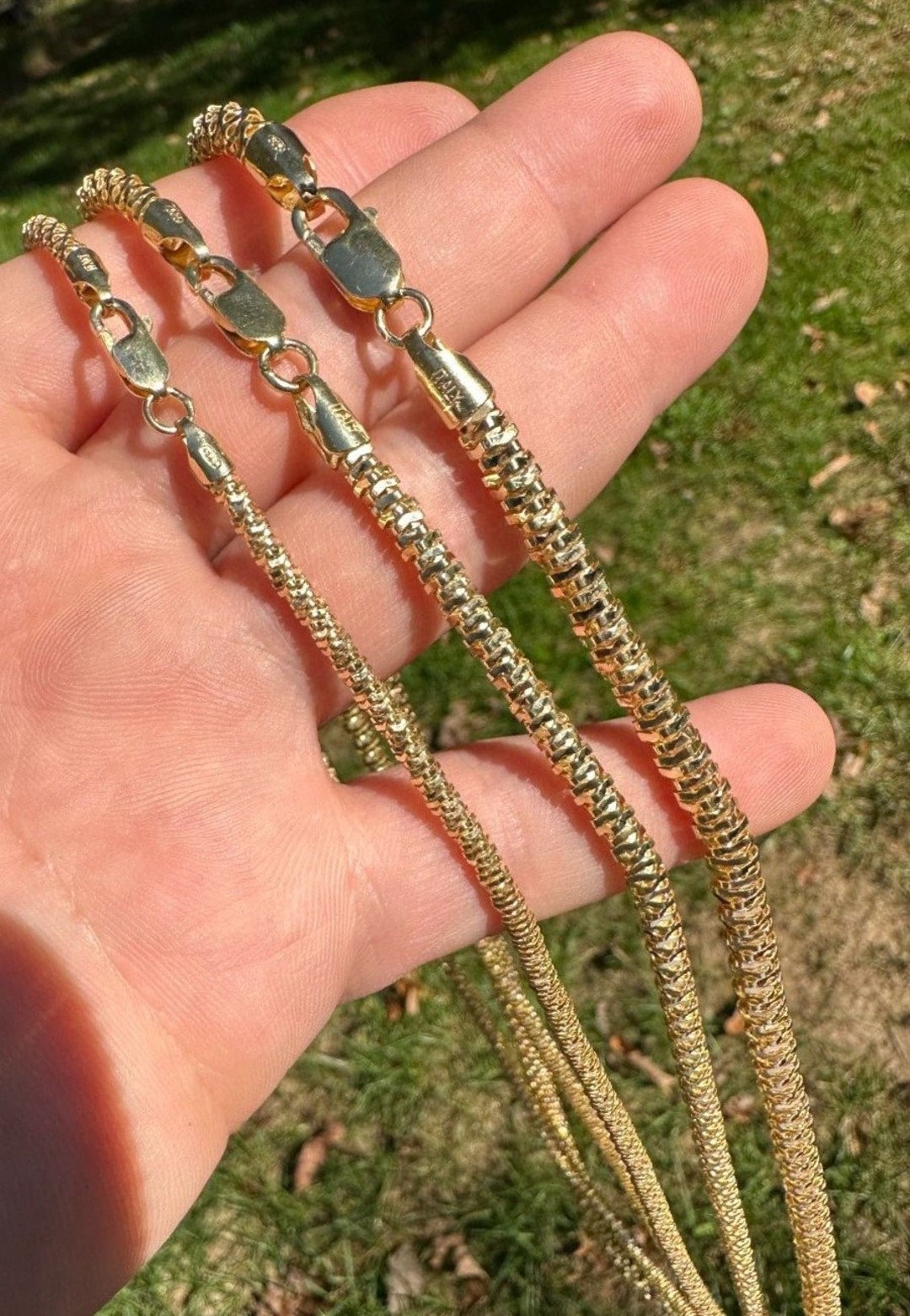 14k Gold Vermeil Rope Chain: Sterling Silver Margarita Ice Rock ...