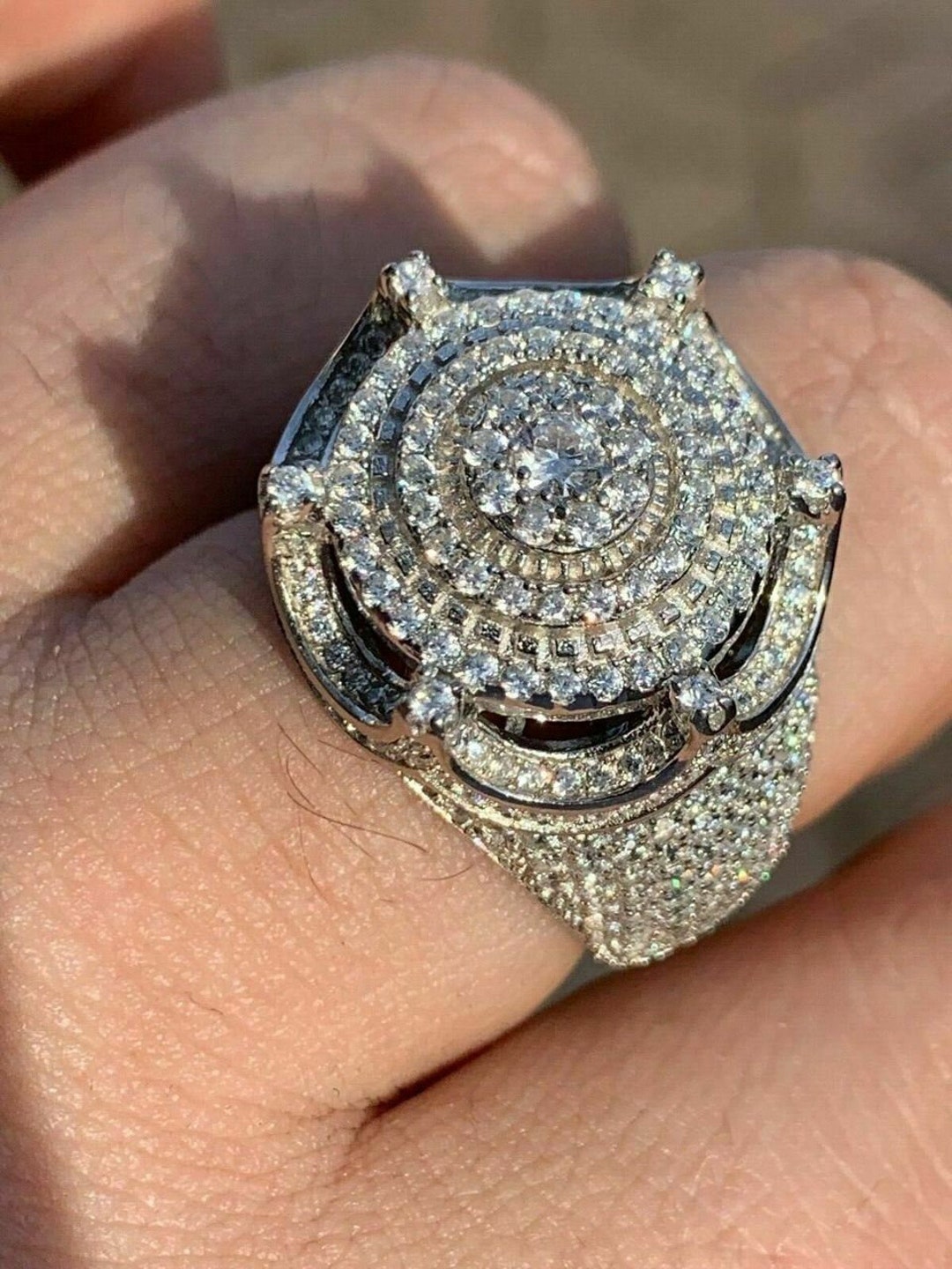 Iced Out King Crown Ring: Solid 925 Sterling Silver, Simulated Diamond ...