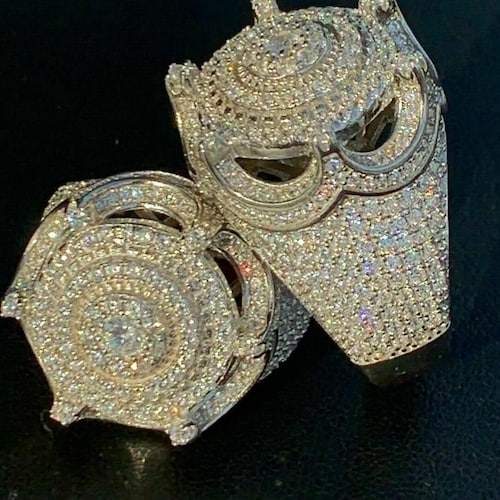 Men's Iced Out Moissanite Square Hip Hop Rapper Pinky Ring - Etsy