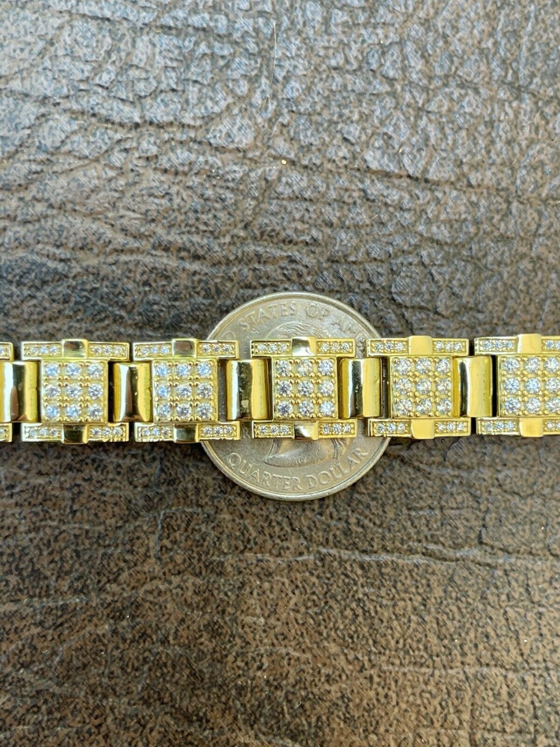 Men's 12mm Iced Out Gold Over 925 Sterling Silver - Etsy