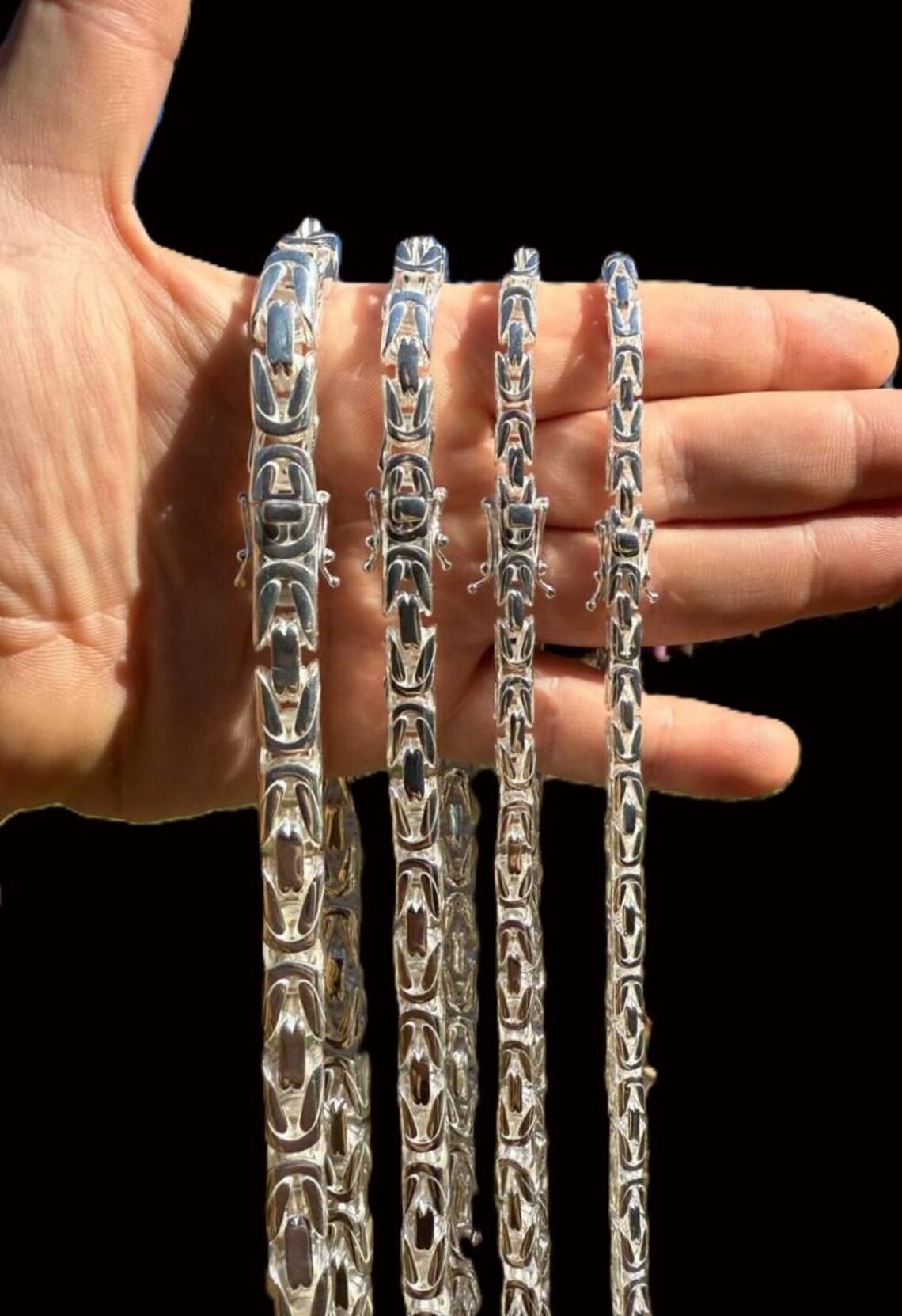 Men's Sterling Silver Byzantine Necklace, Modern Box Lock Chain - Etsy