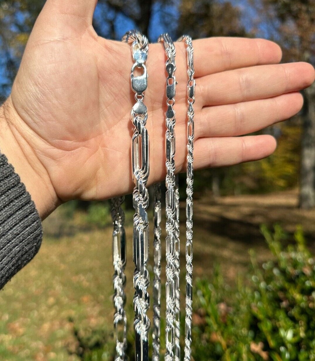 4mm, 6mm or 10mm SOLID 925 Sterling Silver Diamond Cut MILANO Rope ...