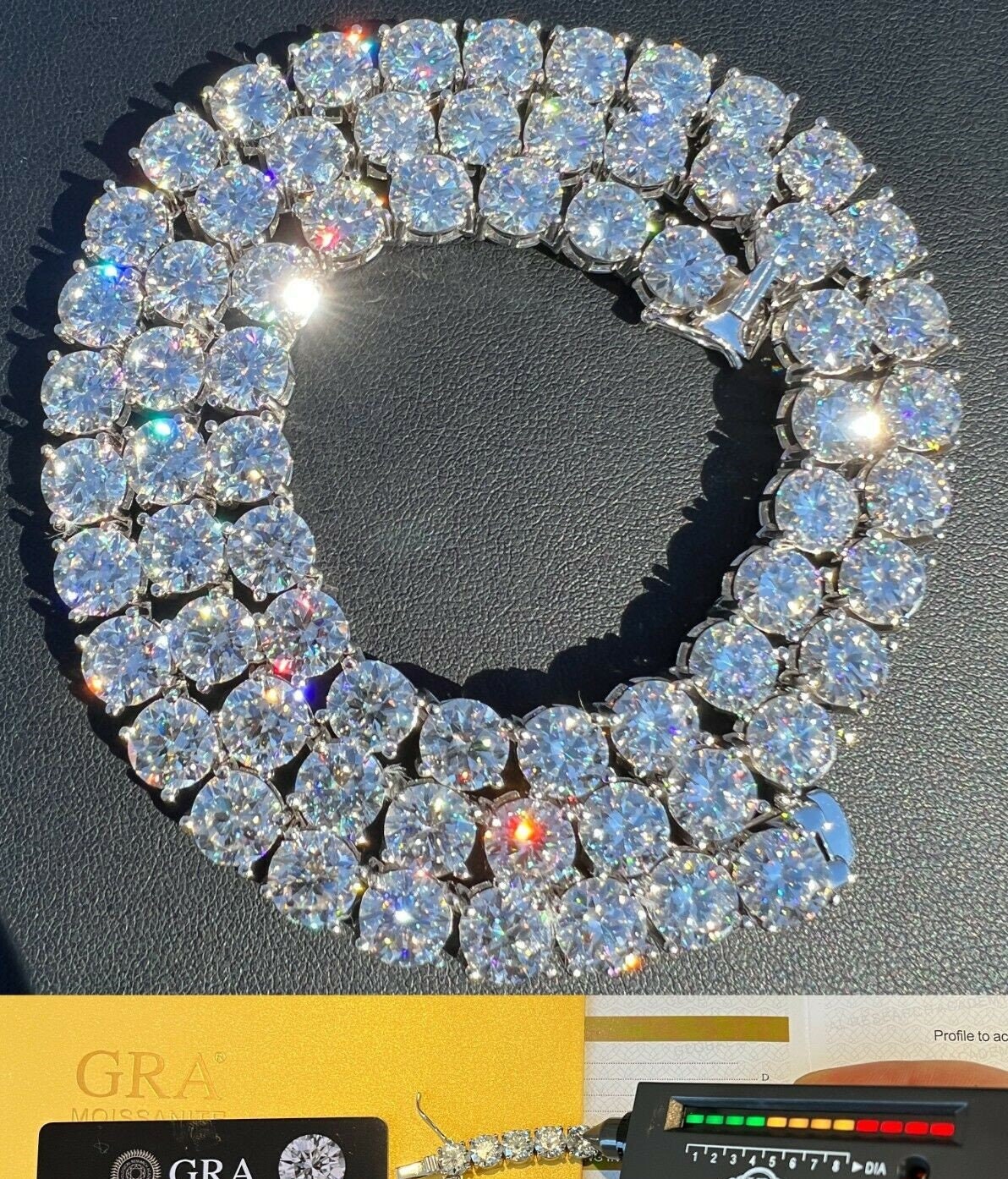 Men's BIG 8mm Iced Out Stones 80-174ct Real MOISSANITE Solid Men's BIG 8mm Iced Out Stones 80-174ct Real MOISSANITE Solid