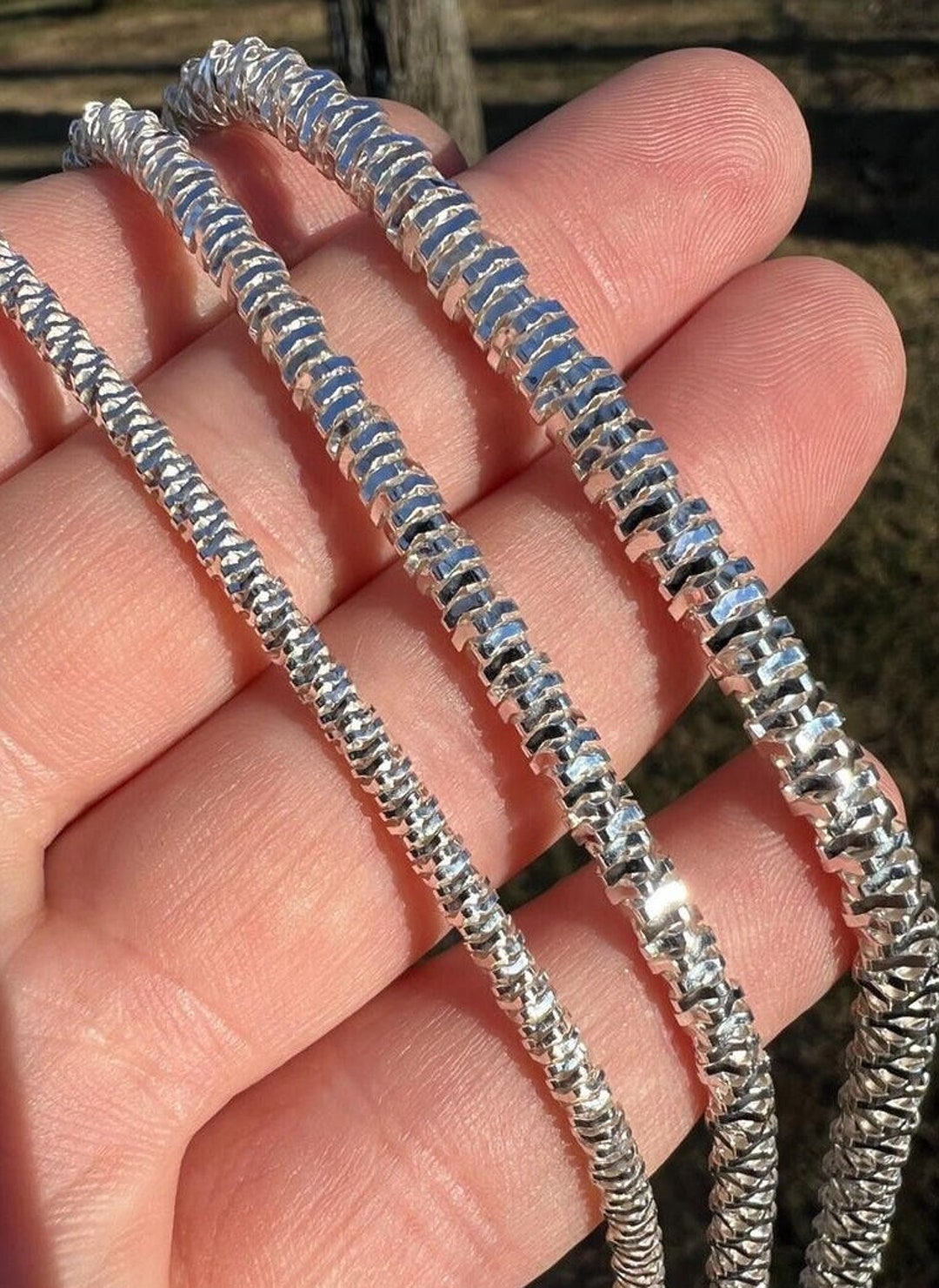 Men's Women's Real Solid 925 Sterling Silver Margarita Ice Rock SPARKLE ...