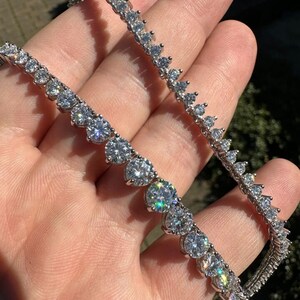 Super Iced Out Moissanite Riviera 3-7mm Graduated Tennis Chain Necklace ...