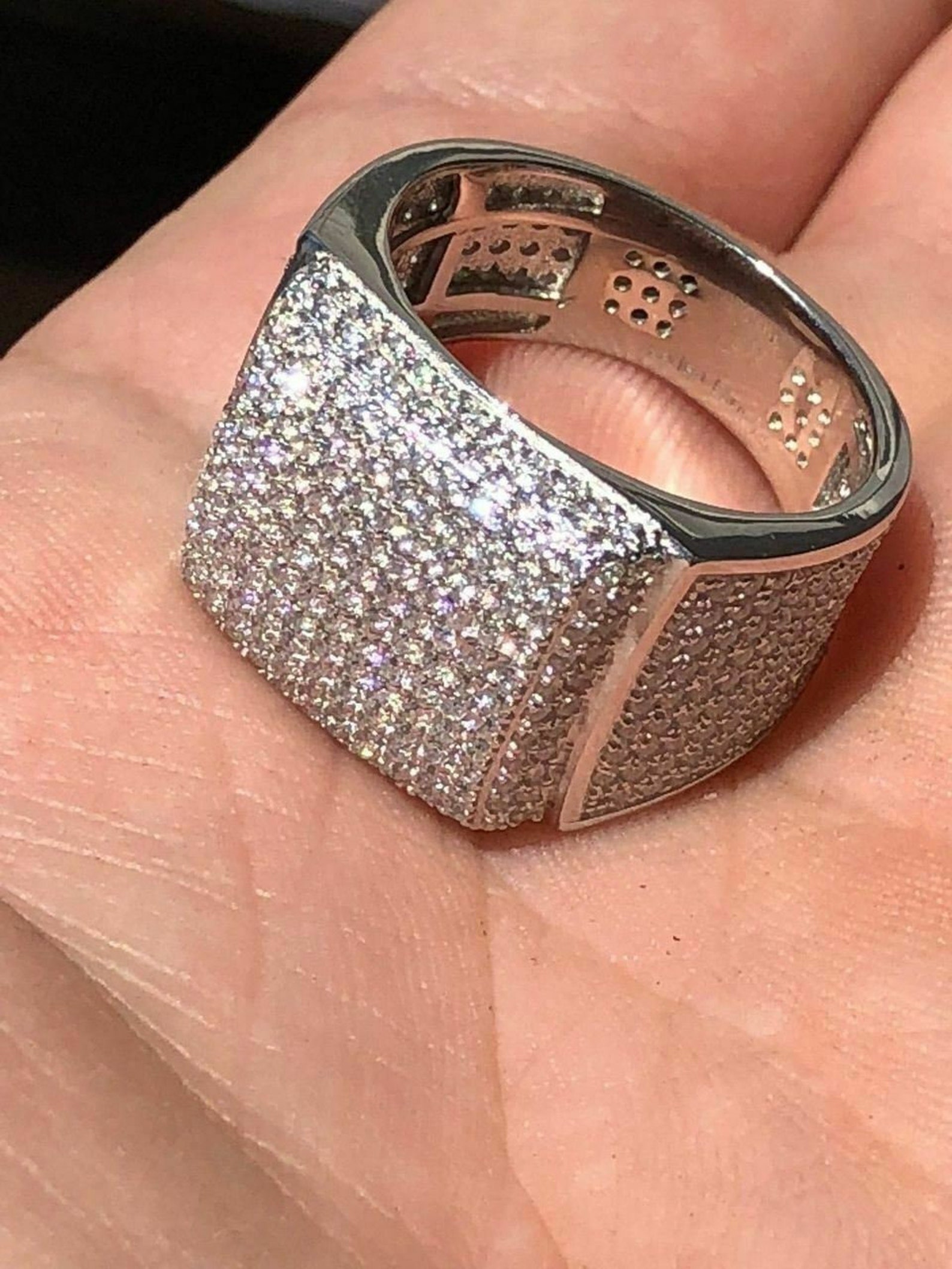 Men's Iced Out Moissanite Square Hip Hop Rapper Pinky Ring - Etsy