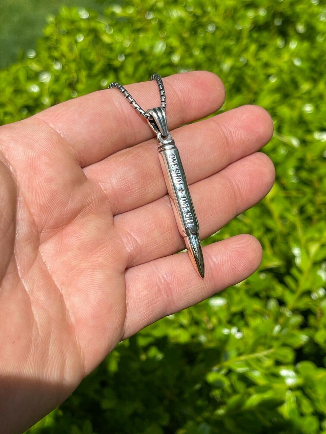 Sterling Silver Rifle Bullet Pendant, Gold Tip, Military Sniper Motto ...