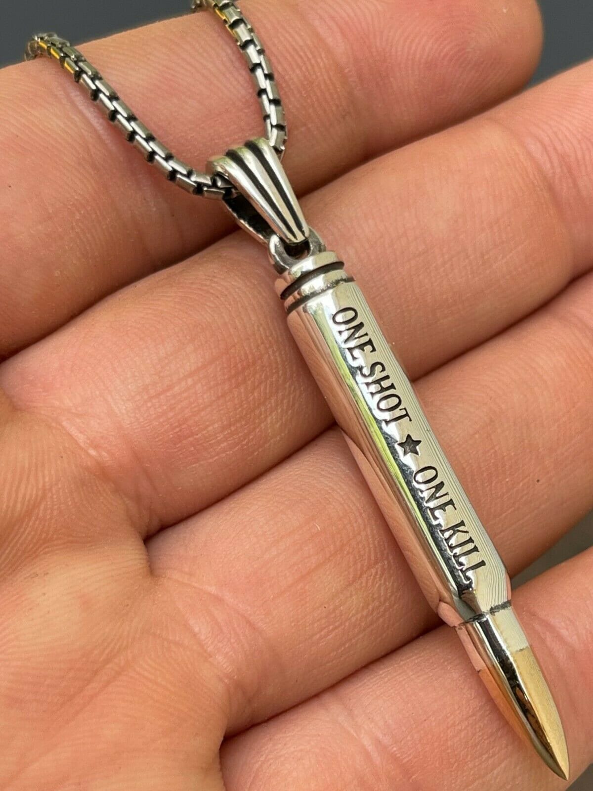 Sterling Silver Rifle Bullet Pendant, Gold Tip, Military Sniper Motto ...