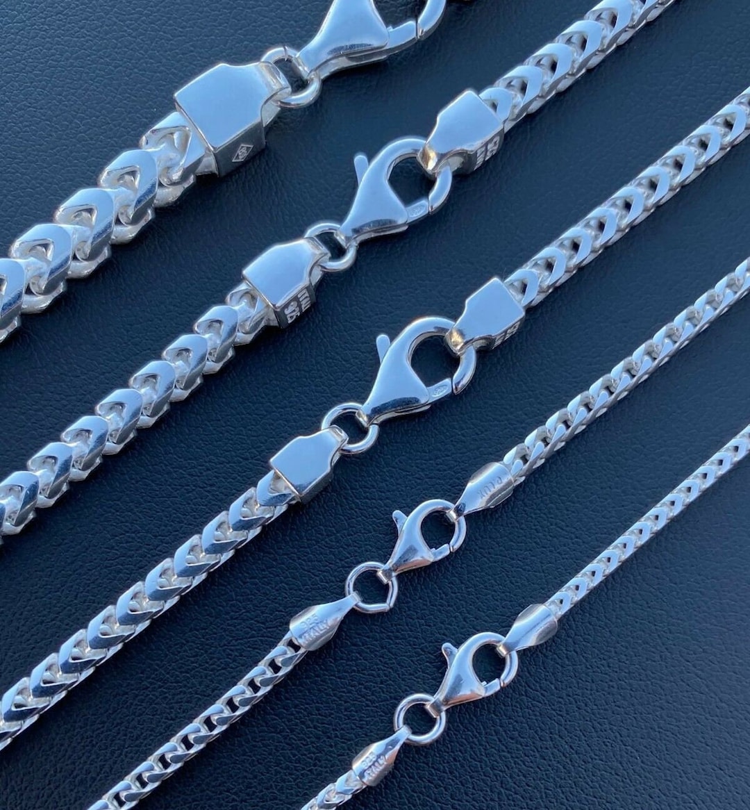 Men's Women's Real Solid 925 Sterling Silver Franco Square Box Chain ...