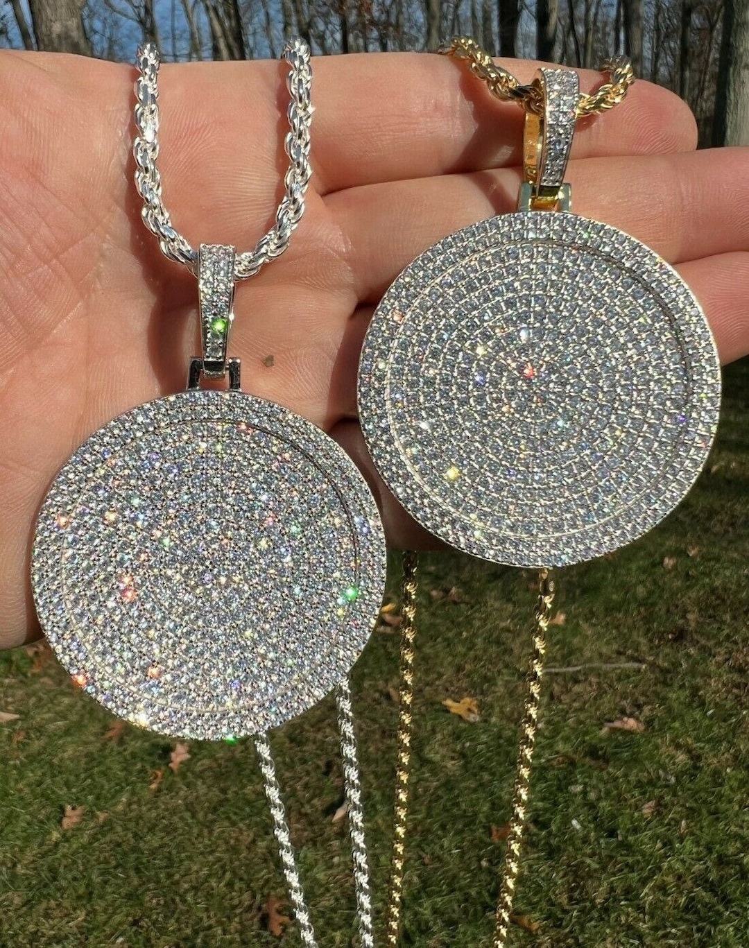 Iced Out Moissanite Medallion Pendant: Large Hip Hop Style, Sterling ...