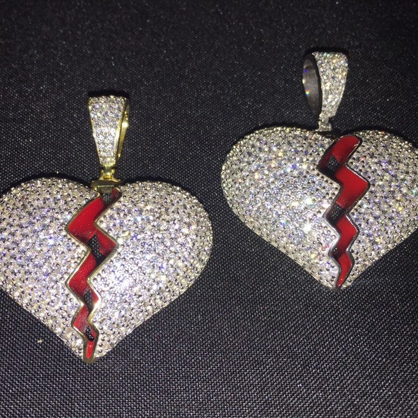 Diamond Broken Heart Pendant - Etsy