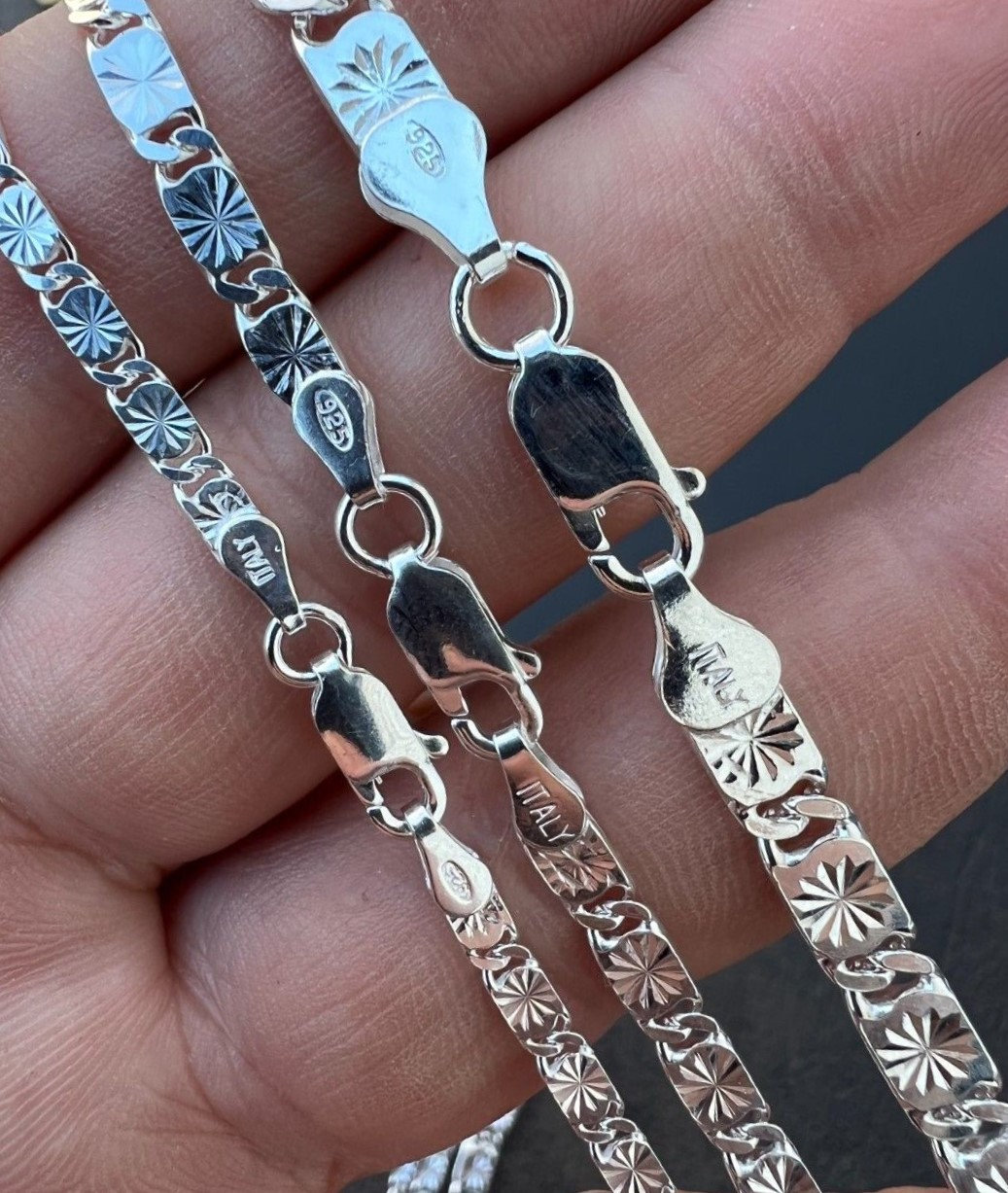 Men's Women's Solid 925 Sterling Silver Valentino Star Link Men's Women's Solid 925 Sterling Silver Valentino Star Link