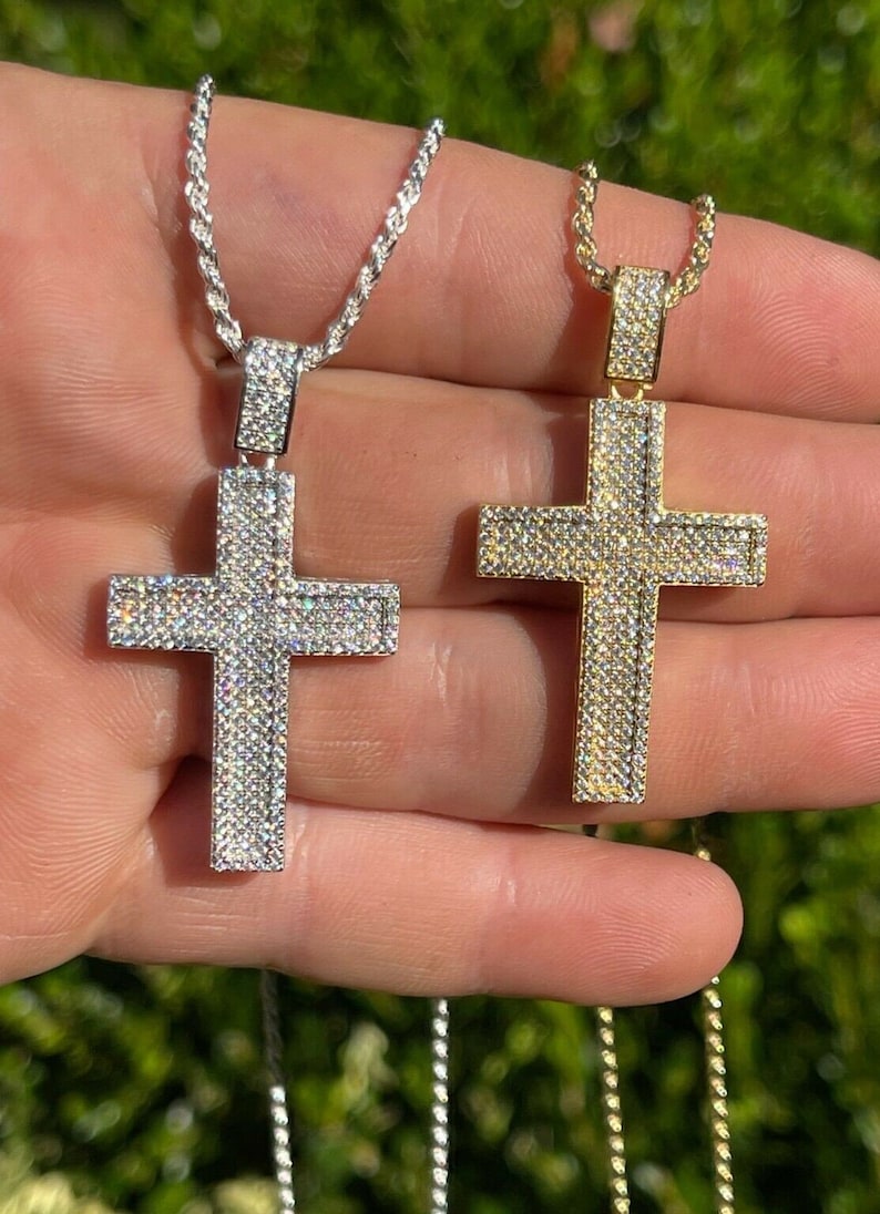 Men's Women's Iced Out 1.3ct MOISSANITE Cross Pendant - Etsy