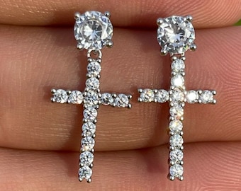 Diamond Cross Earrings - Etsy