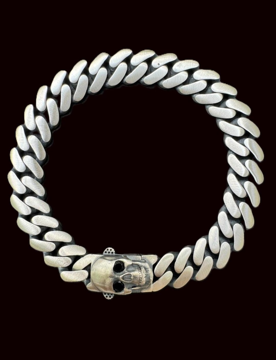 Men's 12mm Miami Cuban Skull Clasp Bracelet Solid 925 Sterling Silver ...