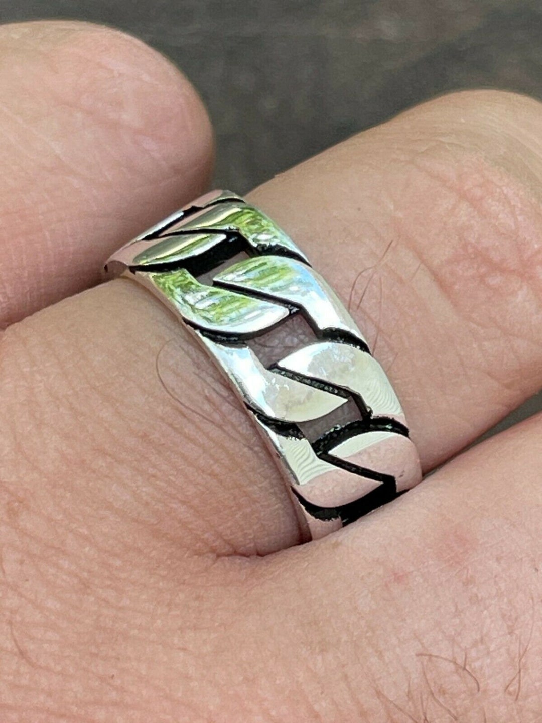 Sterling silver cuban link ring store