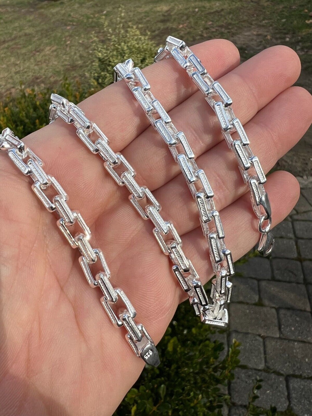 Men's 7.5mm HEAVY Angular Triangle Rolo Link Cable Chain Necklace 18 ...