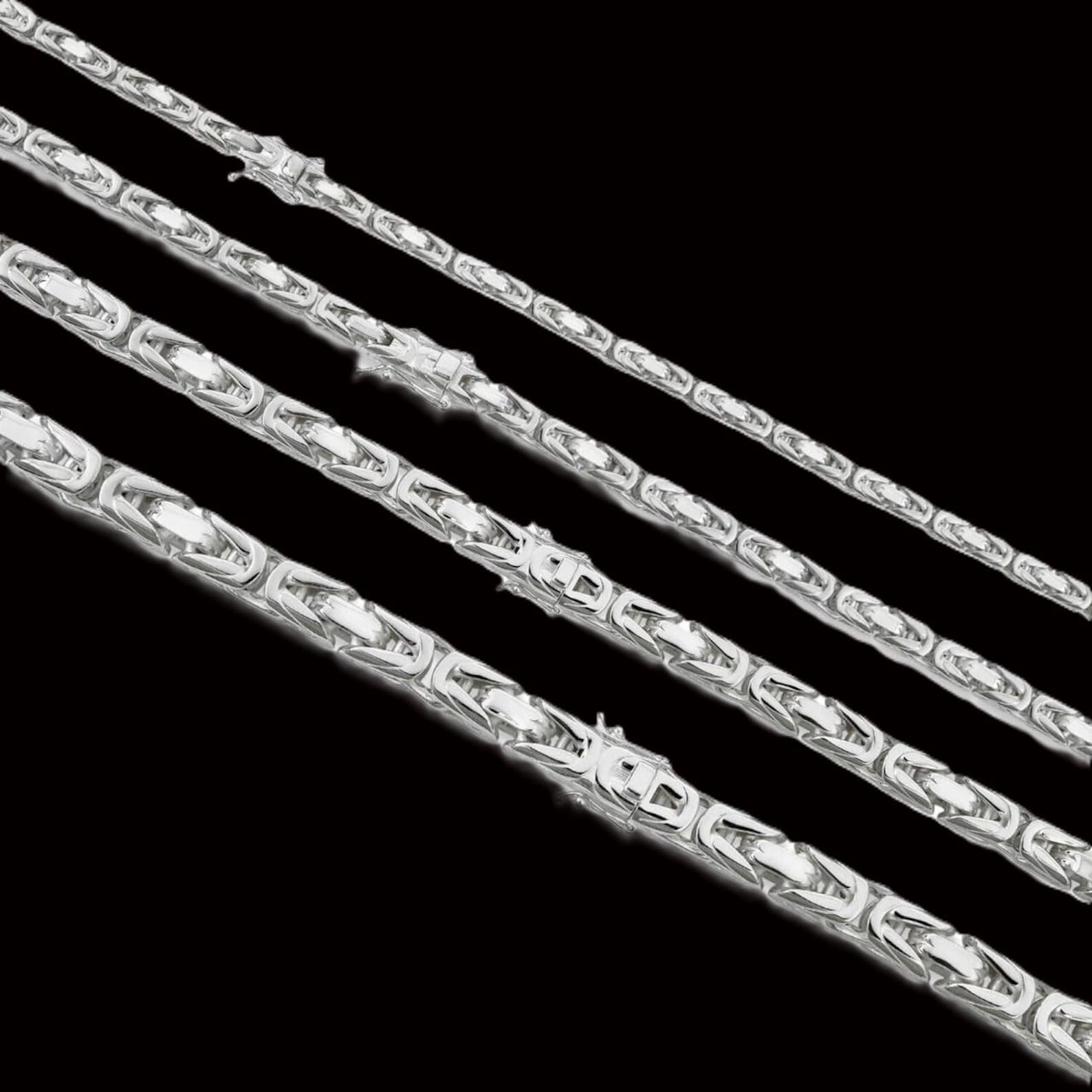 Men's Sterling Silver Byzantine Necklace, Modern Box Lock Chain - Etsy