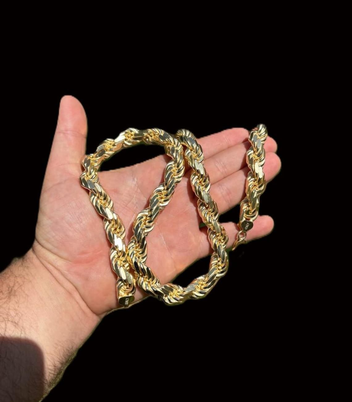 Heavy 14k Gold Vermeil Rope Chain, Sterling Silver Dookie Chain - Etsy