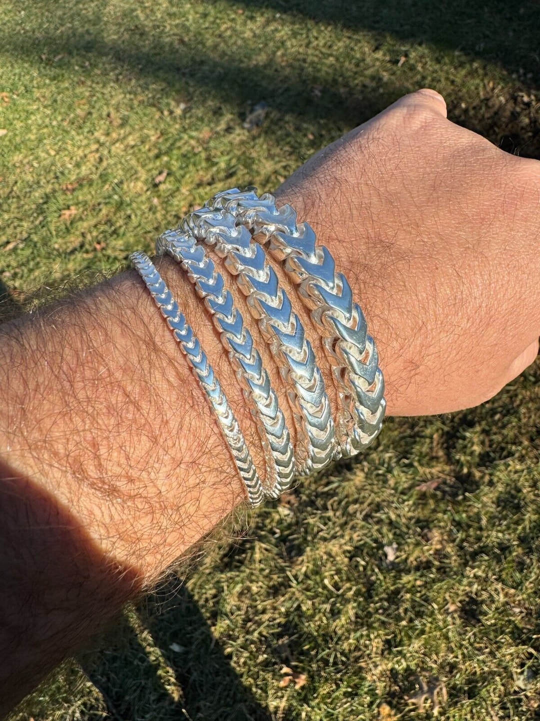 Handmade Solid Sterling Silver Franco Bracelet, Men's Box Clasp - Etsy