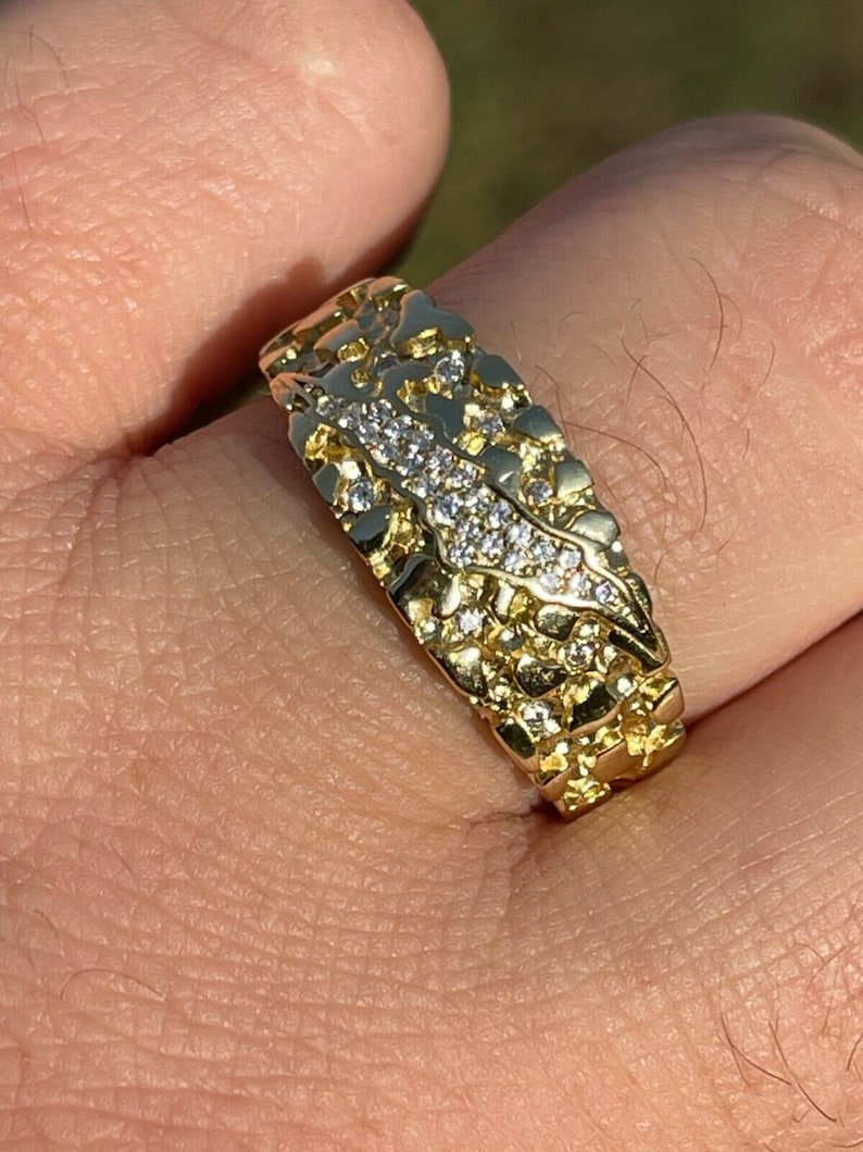 Men's Women's Claw Mark Iced Out NUGGET Pinky Ring 14k - Etsy India