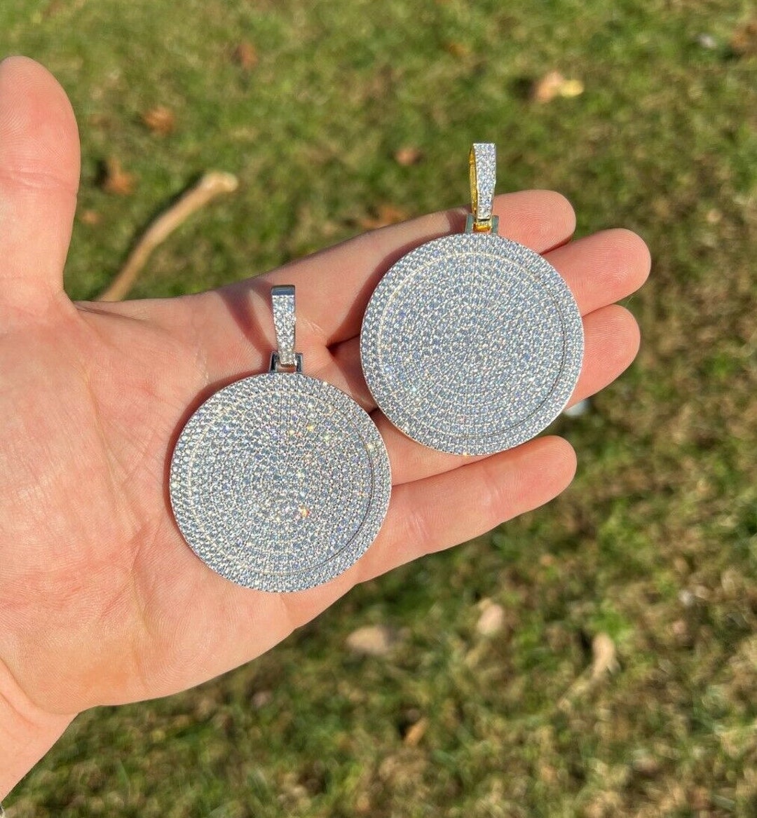 Men's Women's LARGE Iced Blinged Out Round Circle Hip Hop Rapper ...