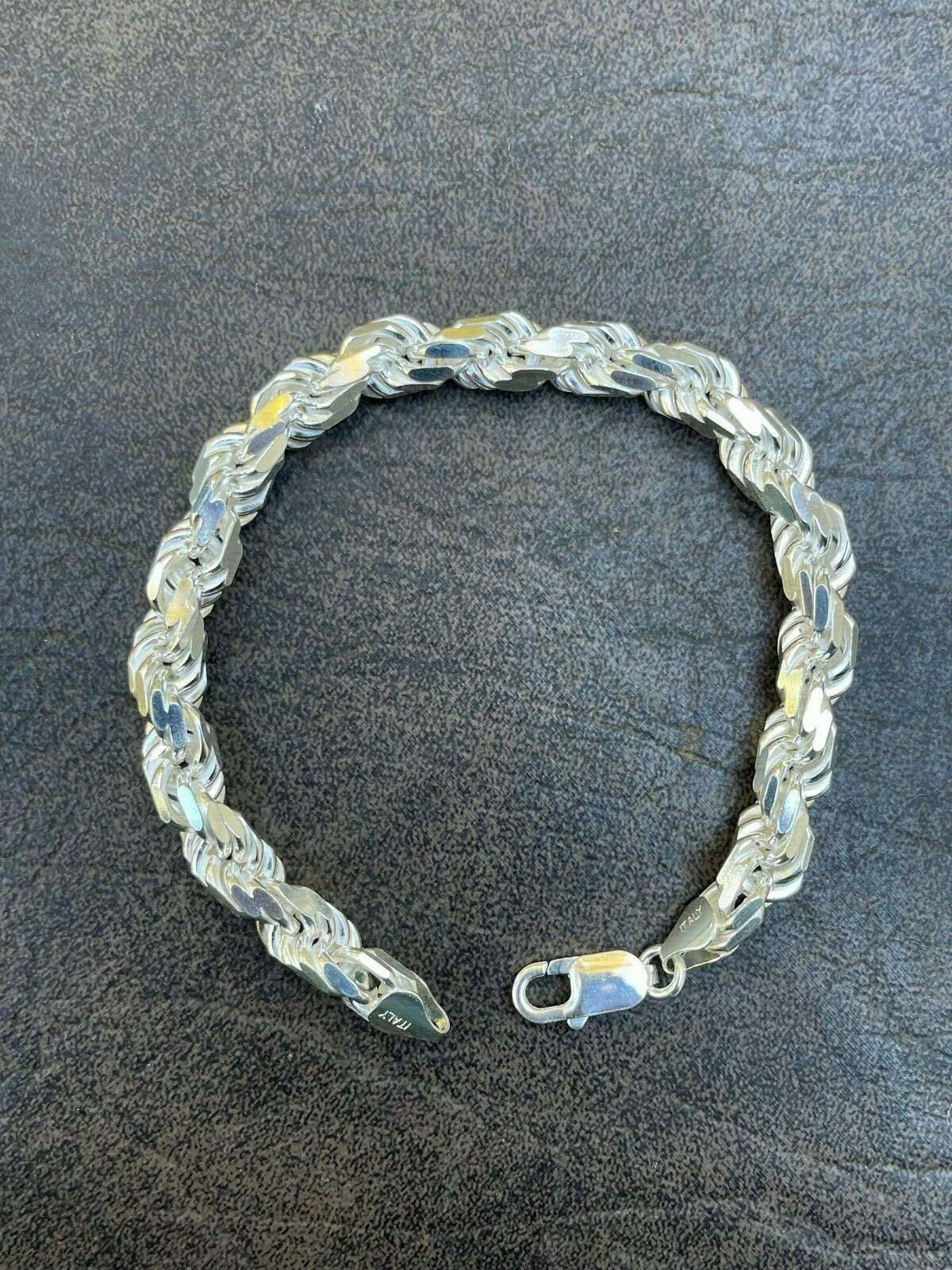 Men's 8mm Solid 925 Sterling Silver Diamond Cut Rope | Etsy