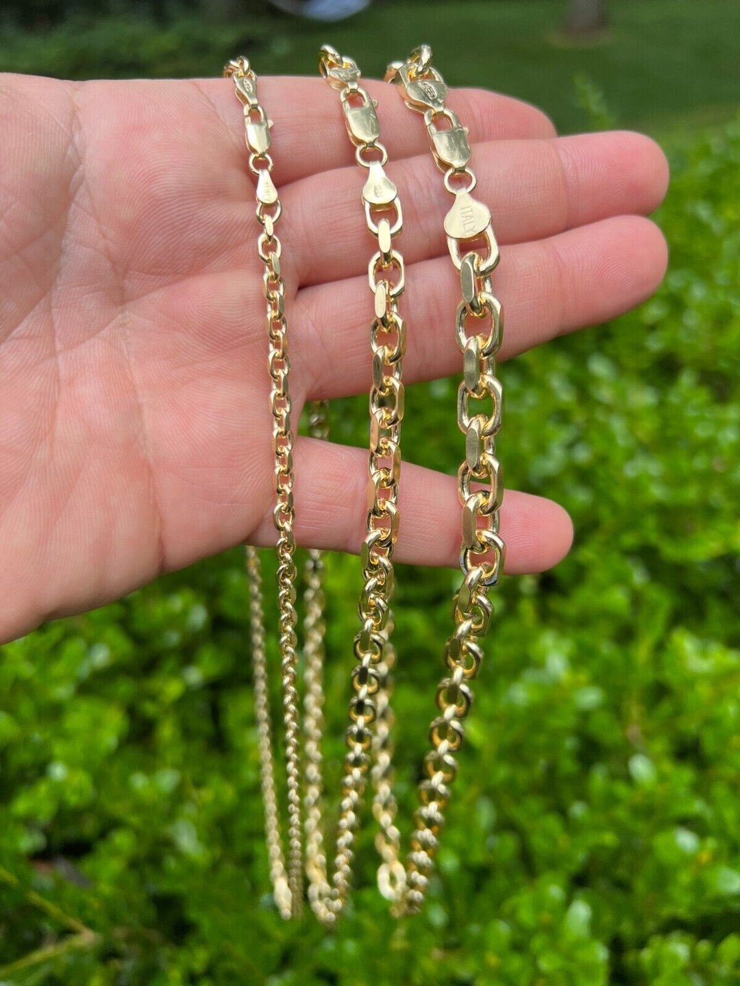 14k Gold Vermeil Sterling Silver Anchor Chain, Men's Women's Cable ...