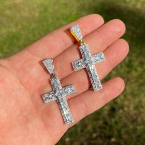 Iced Out Baguette 925 Sterling Silver Men's Women's Crucifix Cross ...