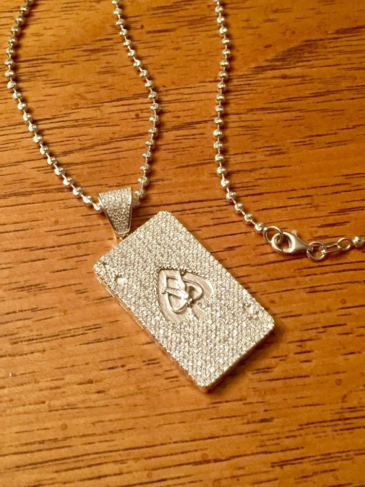 Iced Out Ace of Spades Pendant: Sterling Silver, Man Made Diamonds - Etsy