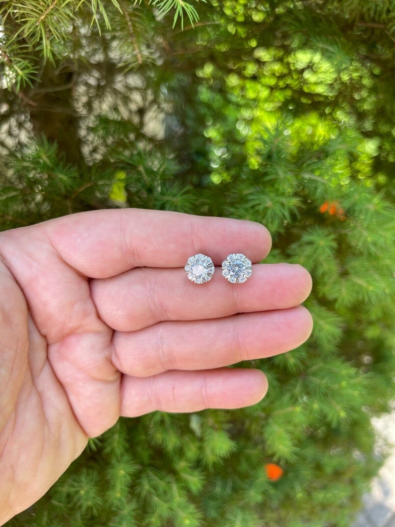 Iced Out Sterling Silver Stud Earrings: Hip Hop Round Cluster, 10mm - Etsy