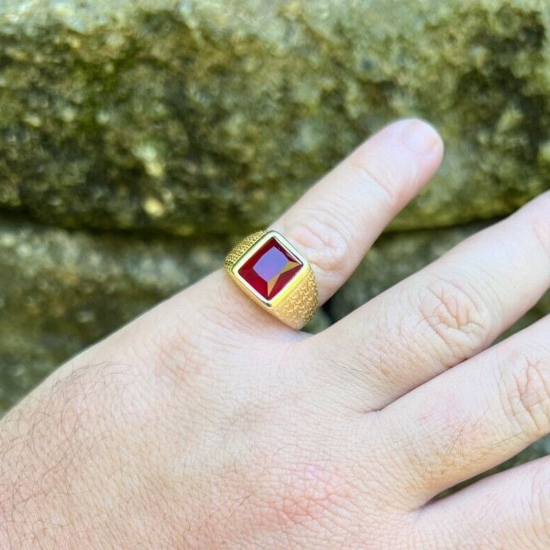 Pinky Men Ruby Ring - Etsy