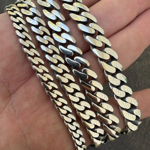 Handmade Oxidized Sterling Silver Miami Cuban Chain, Dark Vintage Look ...