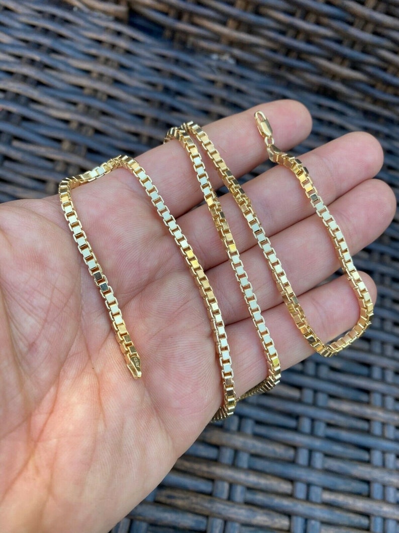Gold Over Real Solid 925 Sterling Silver Squared Box Chain - Etsy