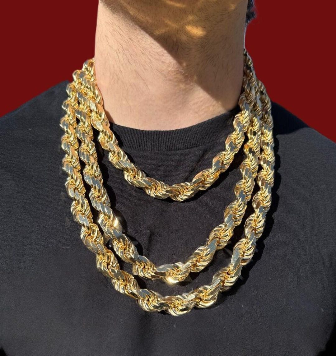 Heavy 14k Gold Vermeil Rope Chain, Sterling Silver Dookie Style - Etsy