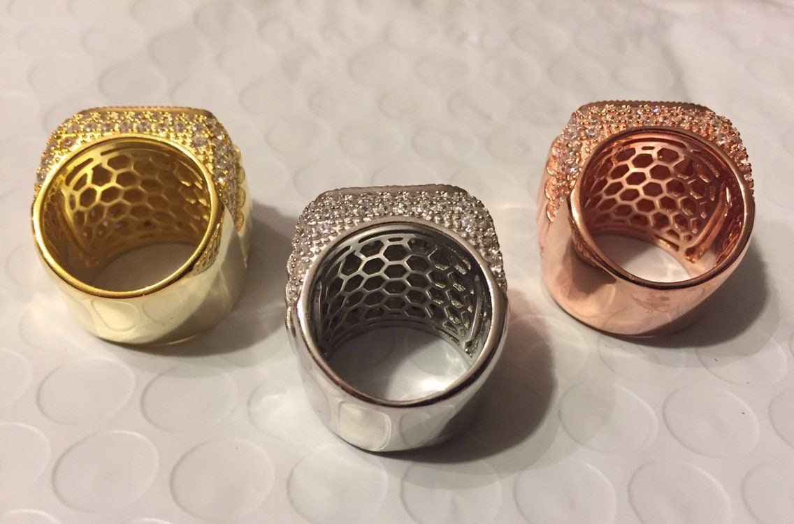 Super Iced Out Men's Custom Square Pinky Ring Simulated - Etsy