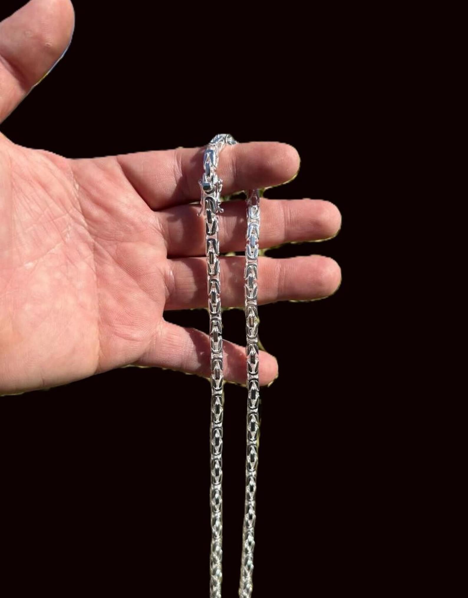 Men's Sterling Silver Byzantine Necklace, Modern Box Lock Chain - Etsy