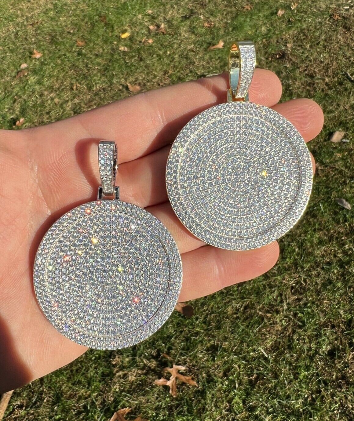 Iced Out CZ Medallion Pendant: Large Round Sterling Silver Hip Hop ...