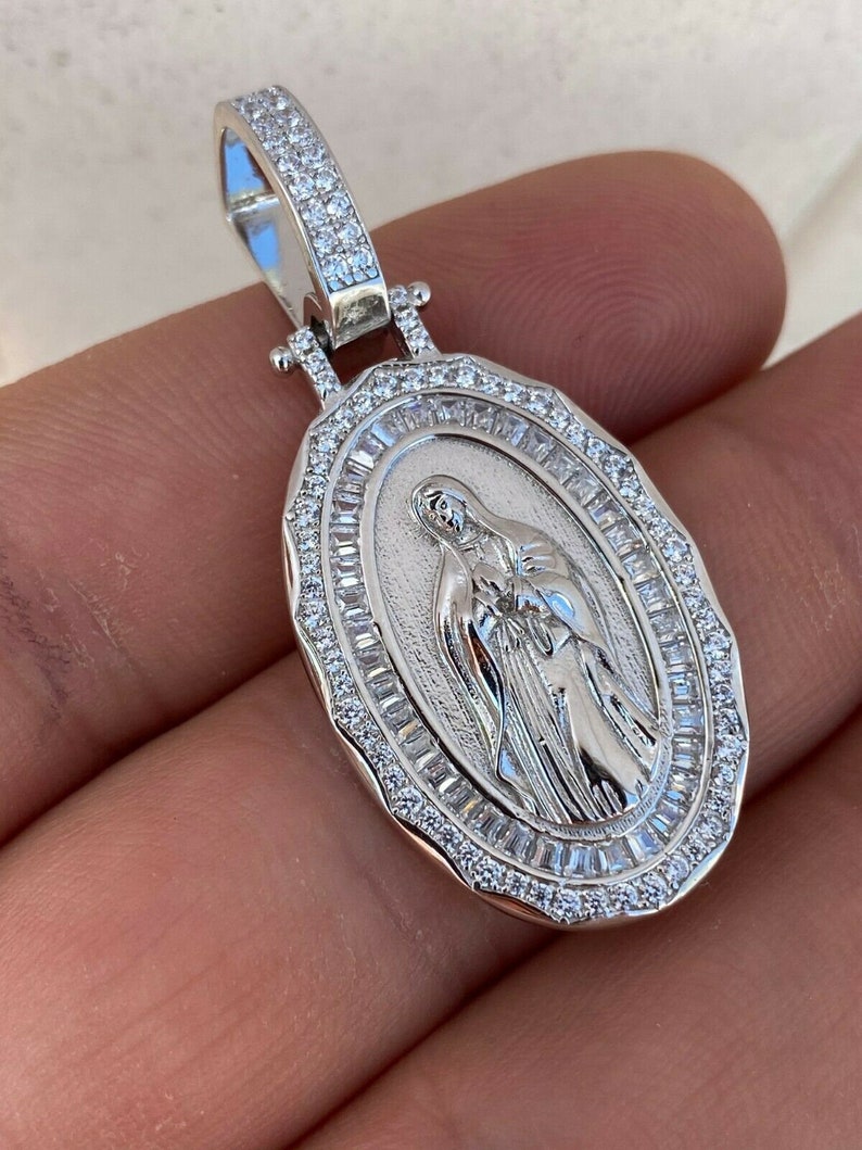 Solid 925 Sterling Silver Men's Women's Virgin Mary - Etsy